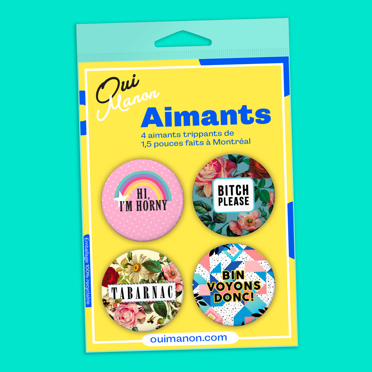 Aimants | Ensemble de 4 – Oui Manon