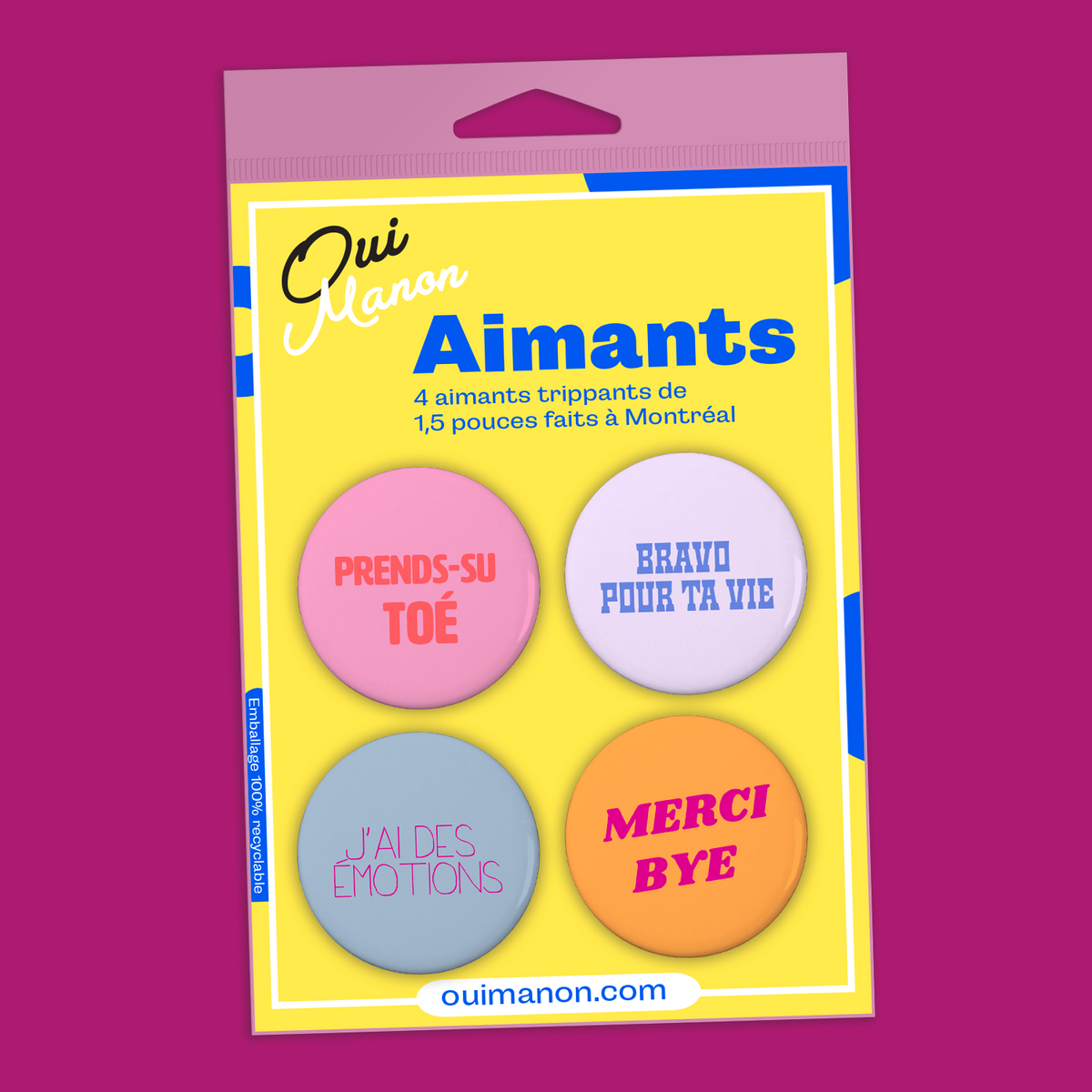 Aimants | Ensemble de 4 – Oui Manon